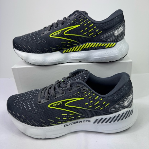 Brooks | Shoes | Brooks Glycerin Gts 2 Sz 9 Dark Grey With Neon Yellow ...